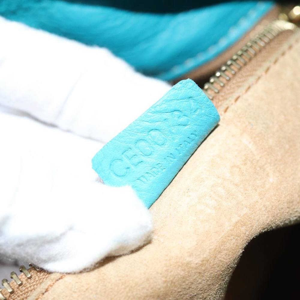 Celine | Bags | Celine Tote Bag Leather Turquoise Blue Auth 74223 ...